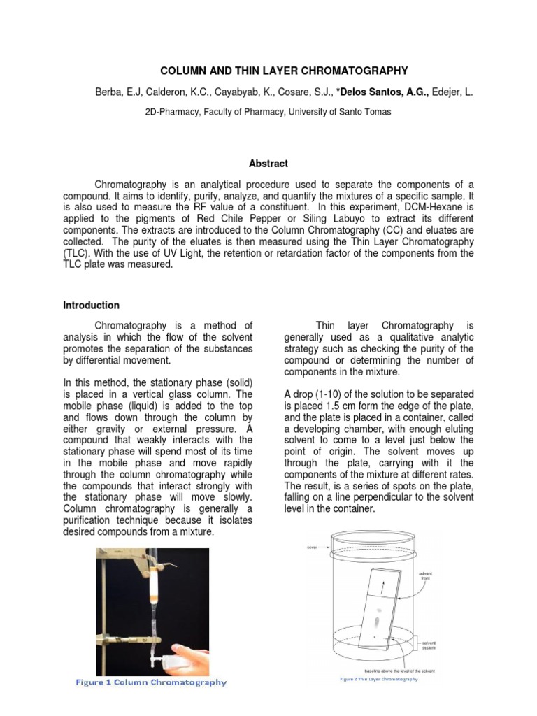 Column and Thin Layer Chromatography | PDF | Thin Layer Chromatography ...