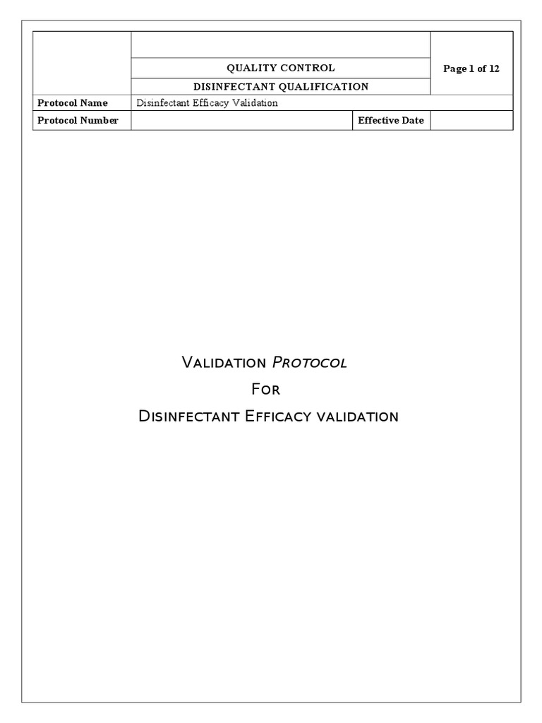 Disinfectant Efficacy Validation | PDF | Disinfectant | Verification ...