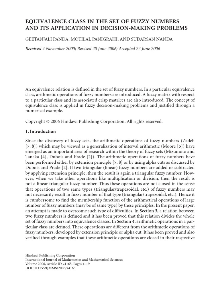 Fuzzy Equivalence Classes | PDF | Matrix (Mathematics) | Physics