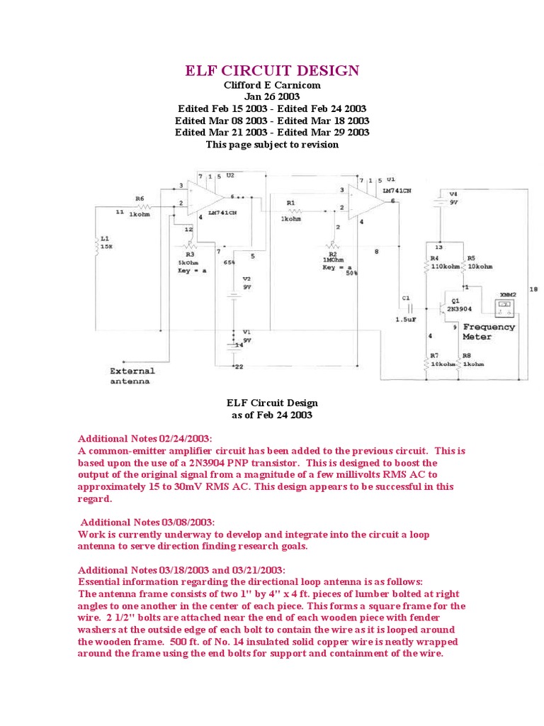 Elf Circuit Design | PDF | Antenna (Radio) | Inductor
