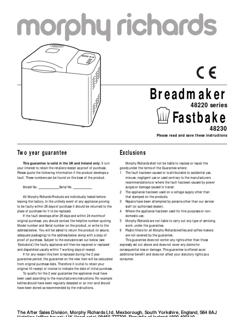 Manual 48221 Bread Maker | PDF | Flour | Breads