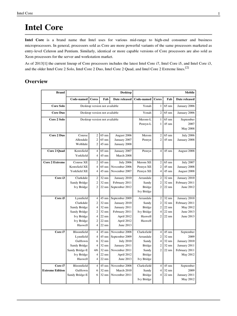 Intel Core | PDF | Digital Electronics | X86 Architecture