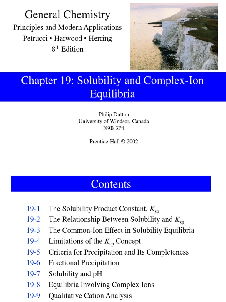 General Chemistry: Chapter 19: Solubility and Complex-Ion Equilibria | PDF | Technology ...