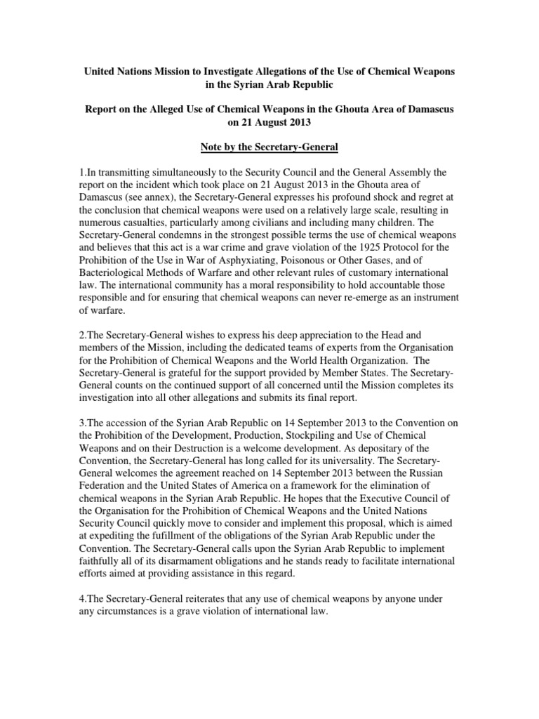 United Nations Mission To Investigate Allegations of The Use of ...