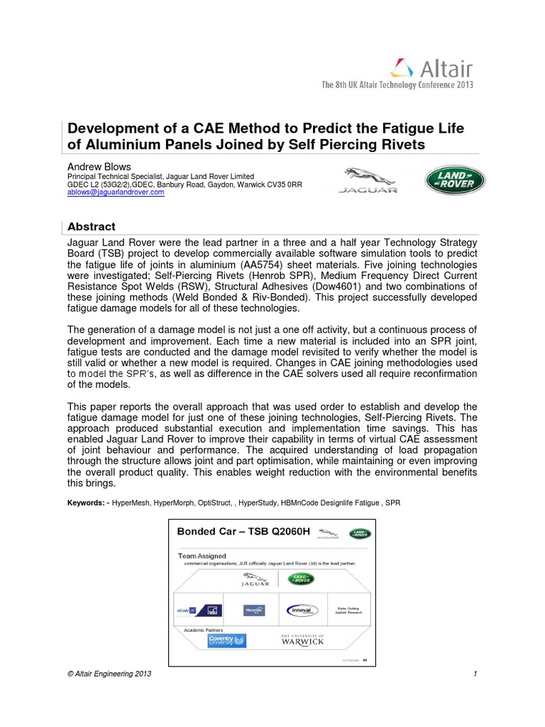 Development of A CAE Method To Predict The Fatigue Life of Aluminium ...