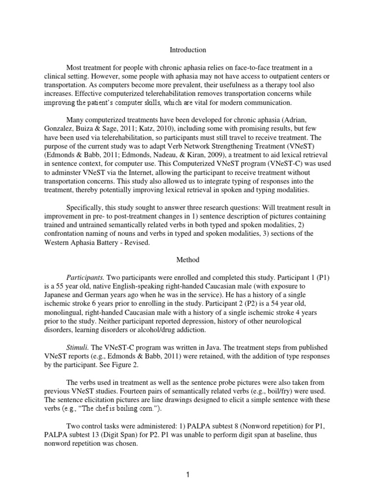 The Effect of Computerized Verb Network Strengthening Treatment On ...