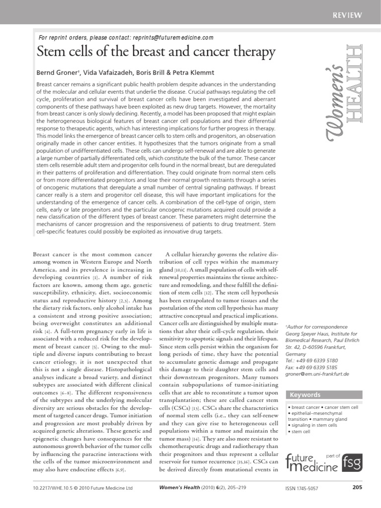 Stem Cells | PDF | Cellular Differentiation | Cancer