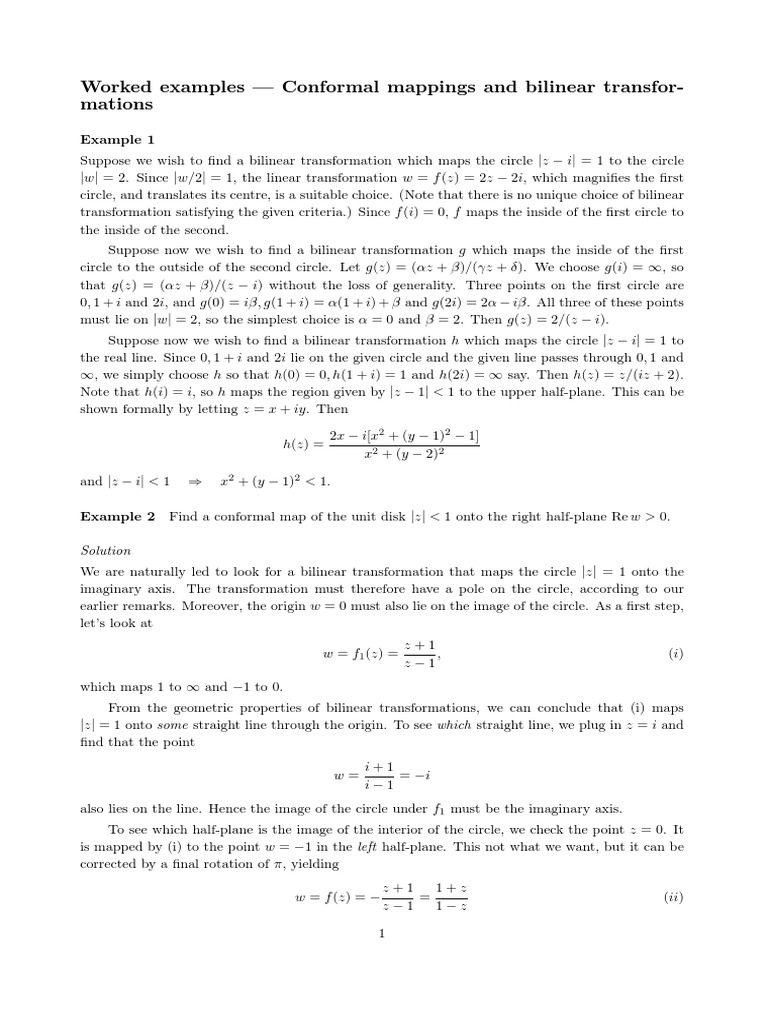 Mapping Circles and Regions via Conformal Bilinear Transformations: A ...