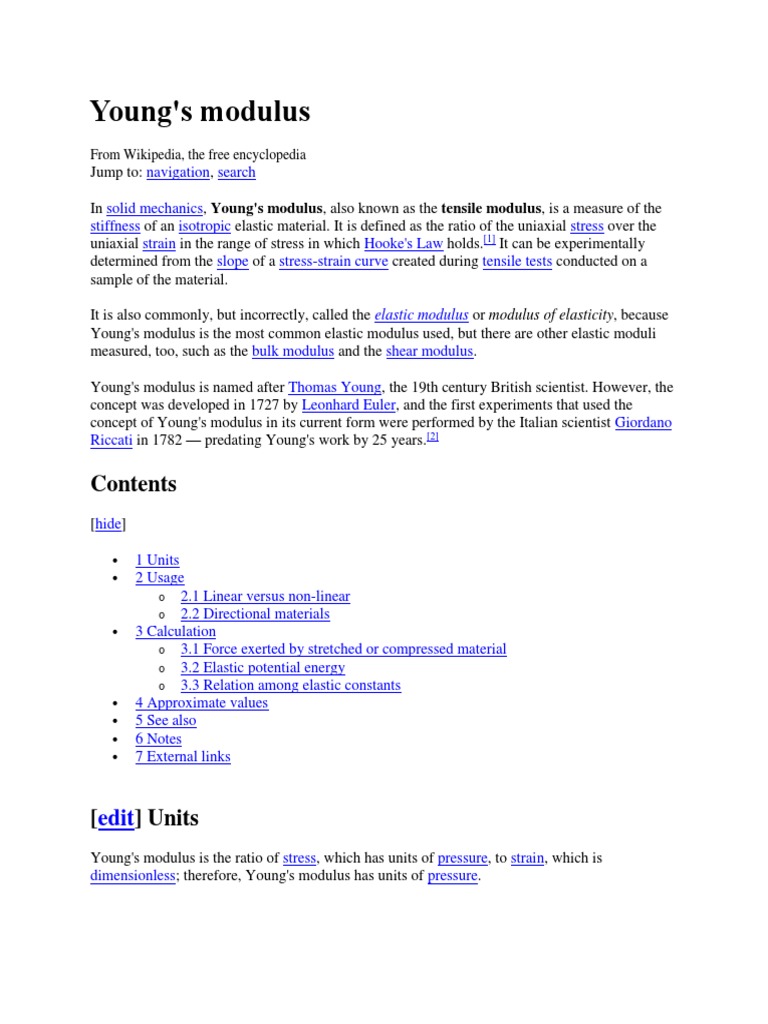 Young Modul | PDF | Young's Modulus | Materials