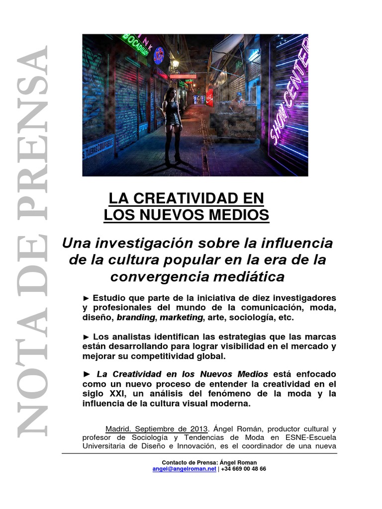 Nota de Prensa. La Creatividad en Los Nuevos Medios | PDF | Creatividad ...