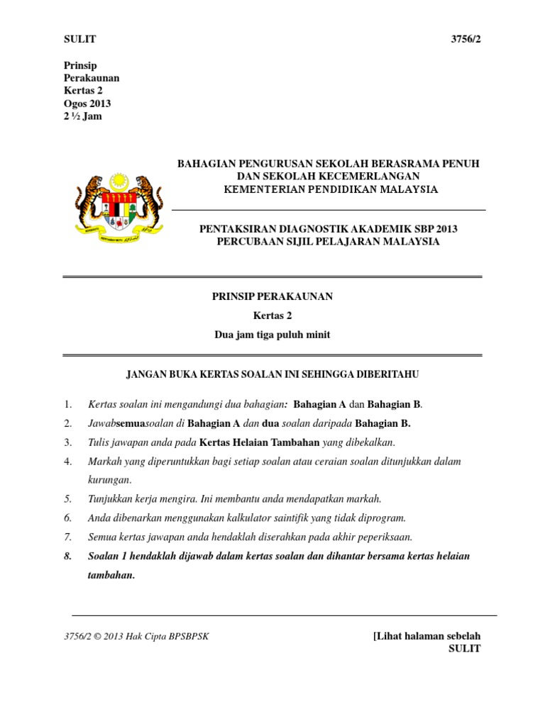 Trial Sbp Spm 2013 Prinsip Akaun K2 Pdf