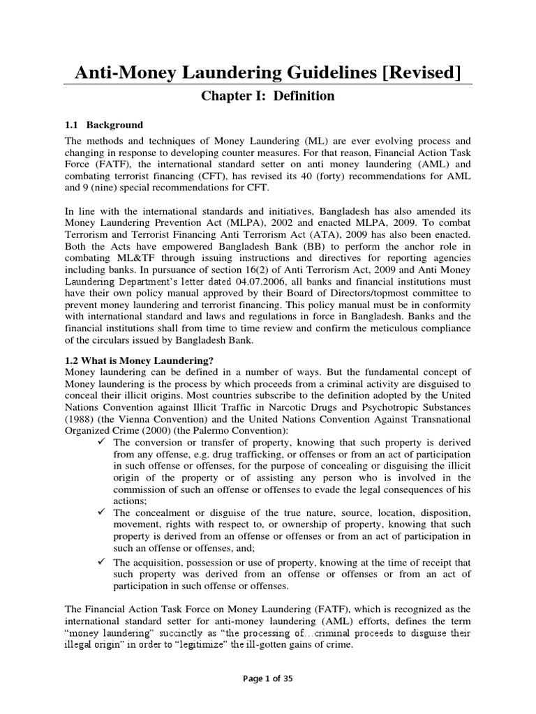 BASIC Bank Anti Money Laundering Guidelines | PDF | Money Laundering ...