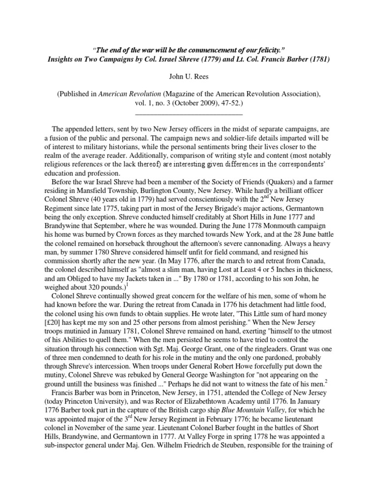 'The End of The War Will Be The Commencement of Our Felicity ...