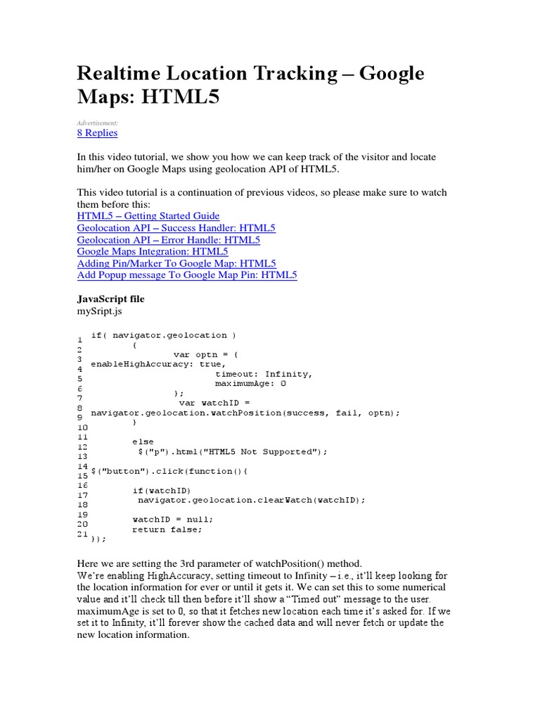 Realtime Location Tracking | PDF | Html5 | Application Programming ...