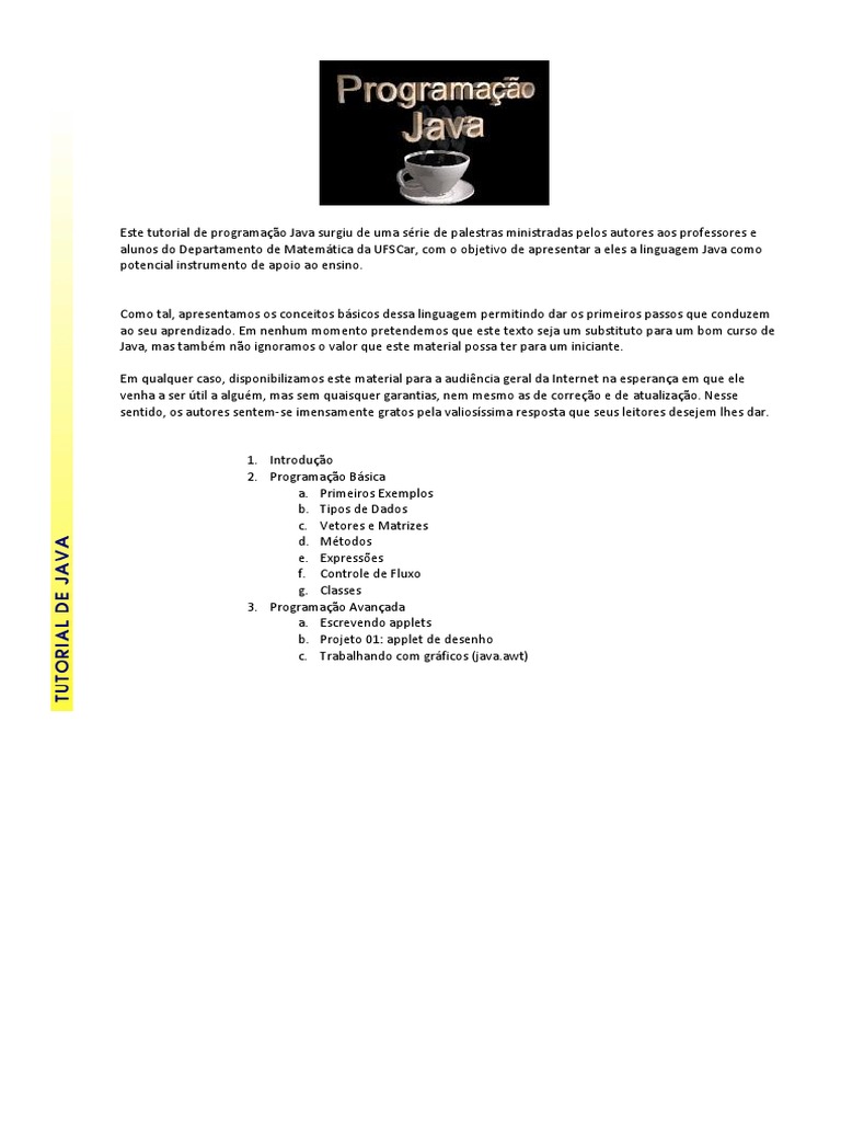 Programação Java Pdf Classe Programação De Computadores C Linguagem De Programação