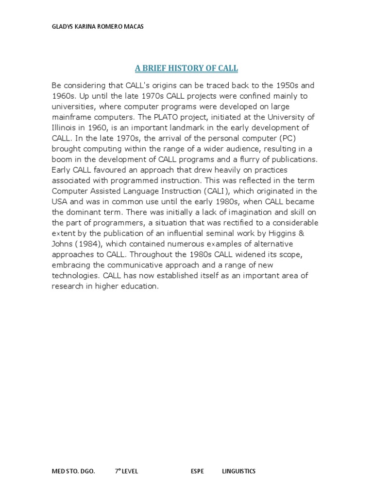 A Brief History of Call | PDF