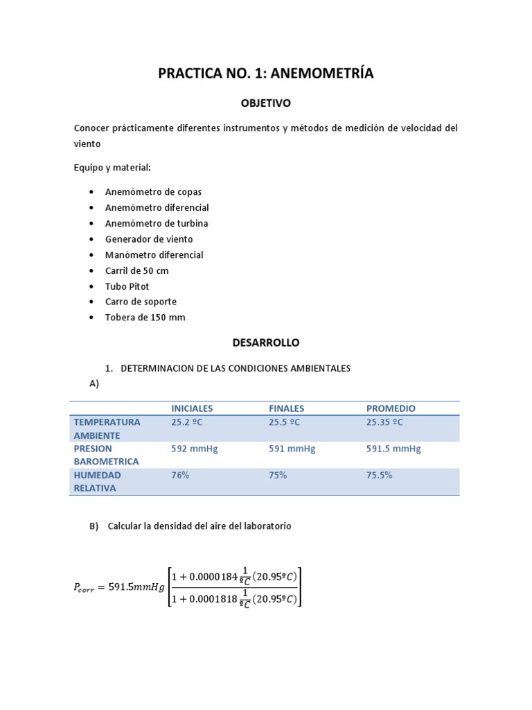Practica 1 Anemometría | PDF | Avión | Velocidad del viento