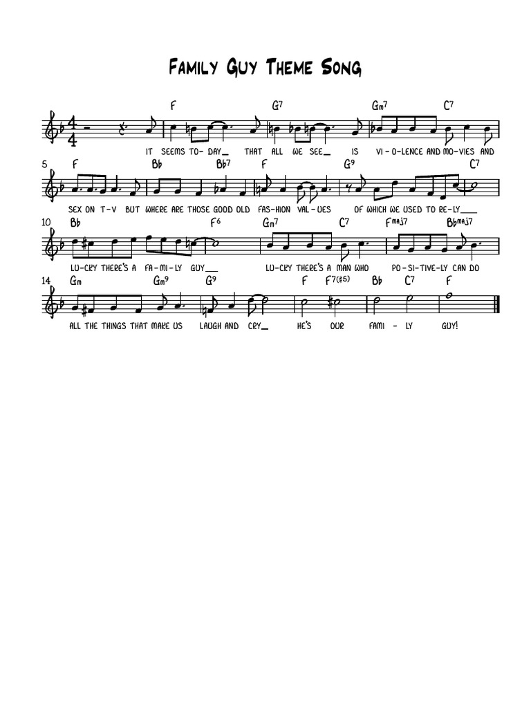 Family Guy Sheet Music For Trumpet