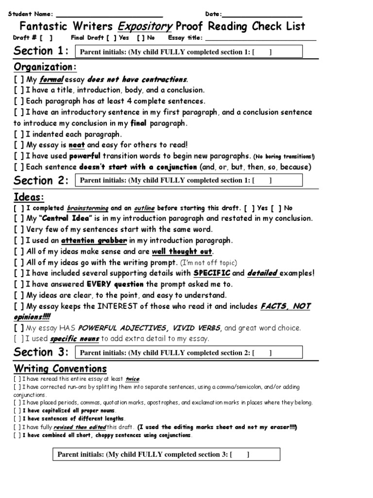 Expository Proof Reading Checklist 16 Sept 2013 | PDF