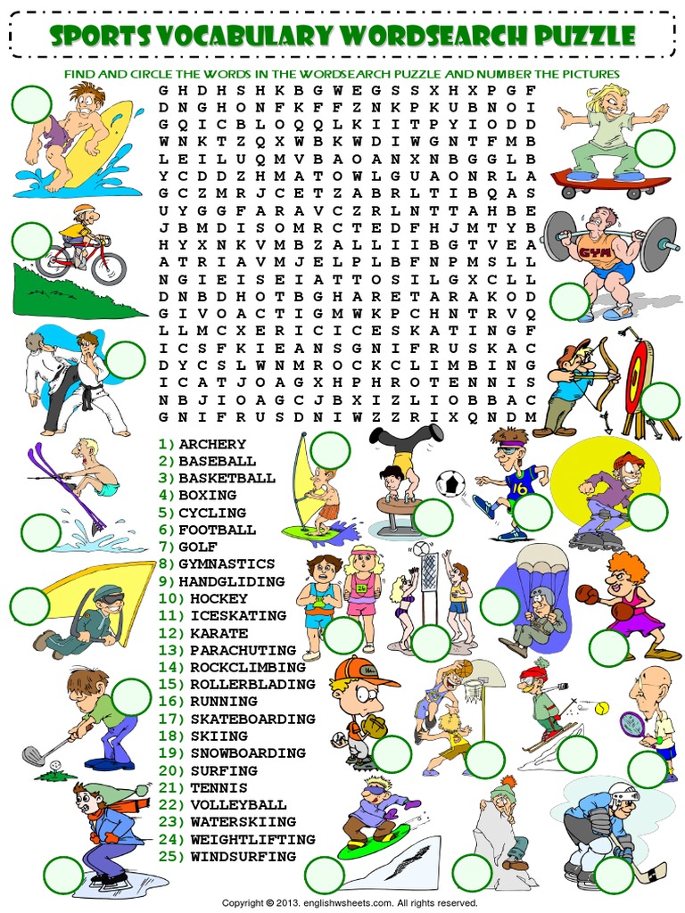 Sports Vocabulary Wordsearch Puzzle Worksheet | PDF | Sports ...