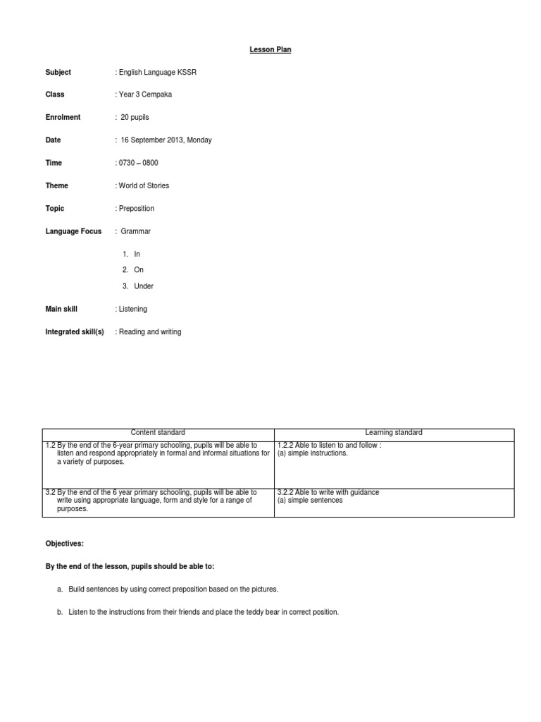 Lesson Plan of Grammar | PDF | Lesson Plan | Cognitive Science
