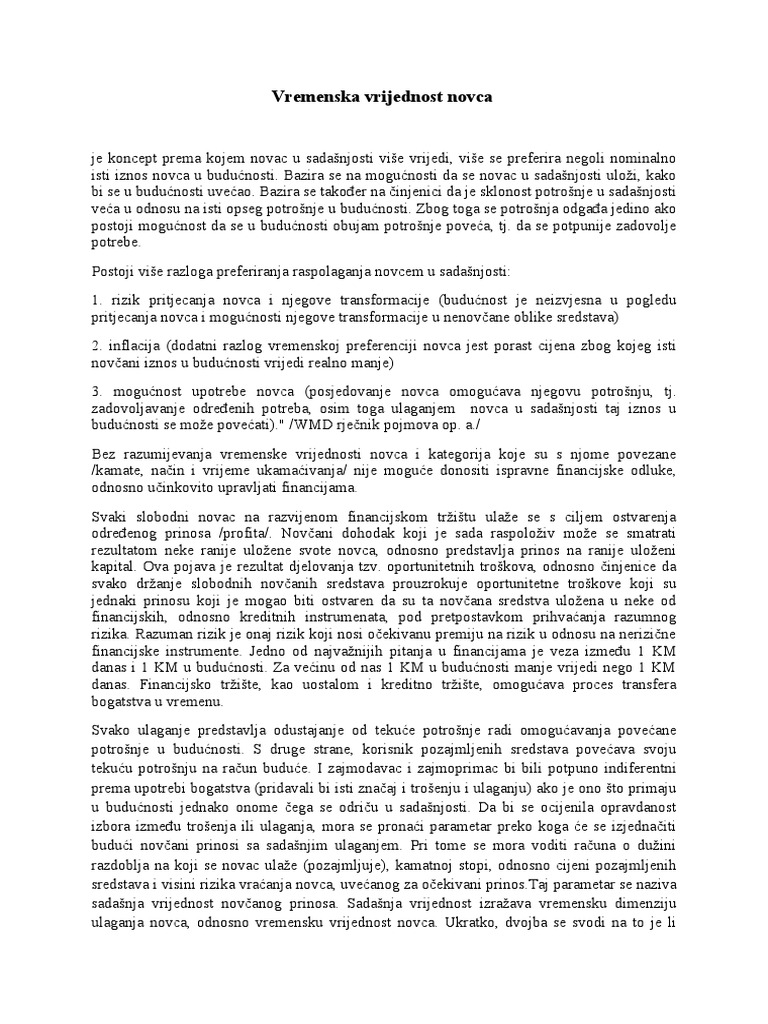 Koncept Vremenska Vrijednost Novca-1 | PDF