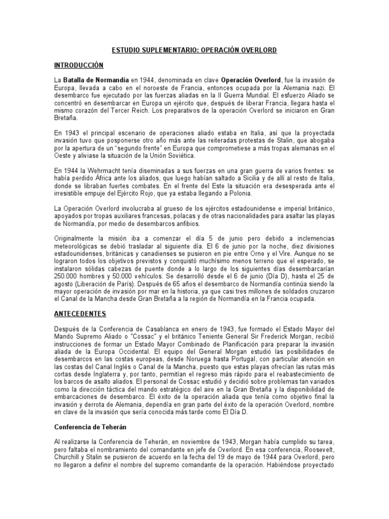 Operación Overlord | PDF | Invasión | Dwight D. Eisenhower