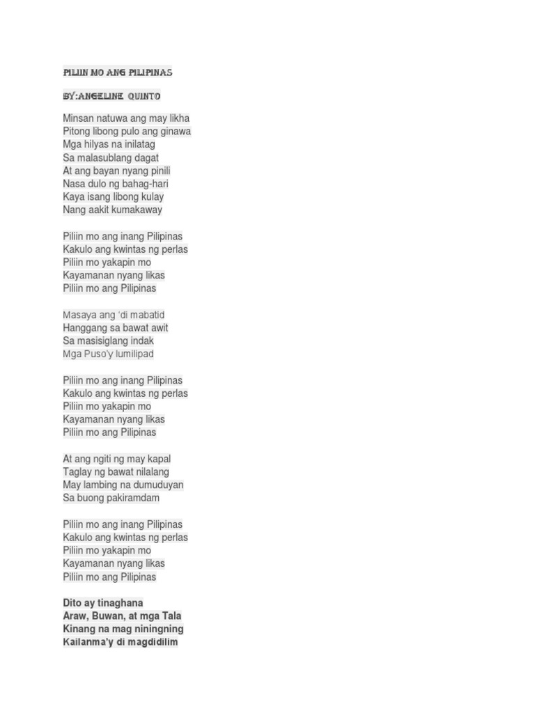 Piliin Mo Ang Pilipinas | PDF