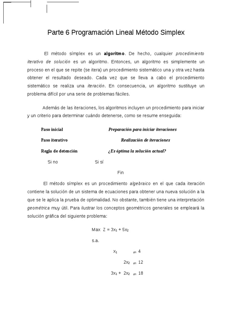 Parte 6 Programación Lineal Método Simplex | PDF