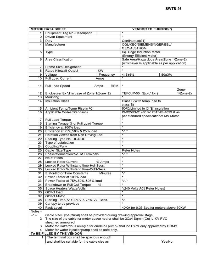 Motor data sheet.pdf | Mechanical Engineering | Machines