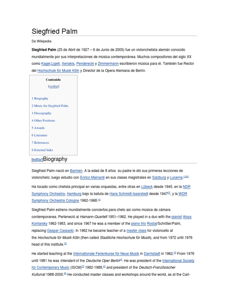 Siegfried Palm Wikiespañol | PDF | Tradiciones de música clásica y ...