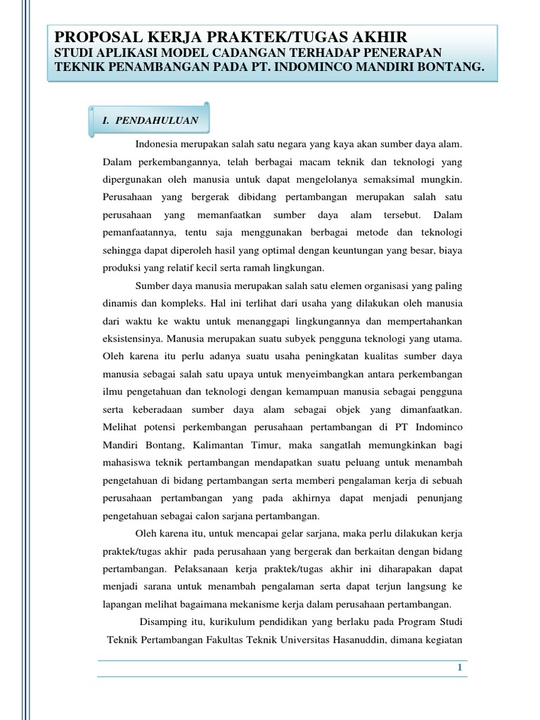 Contoh Proposal KP Indominco | PDF