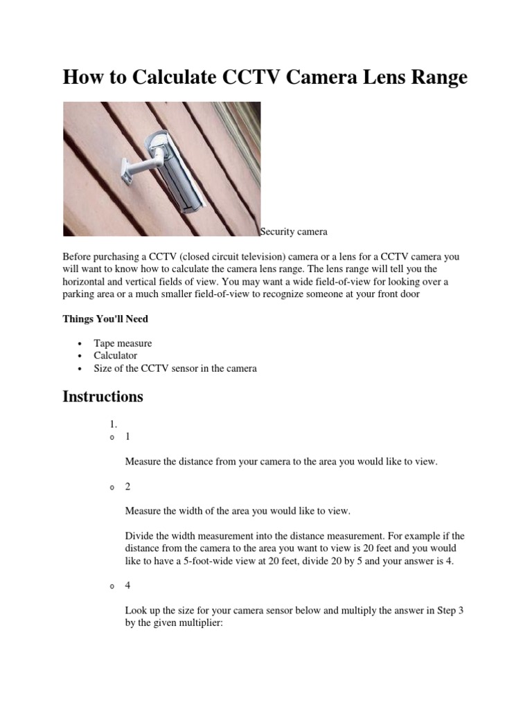CCTV Lens Range Guide for Buyers | PDF