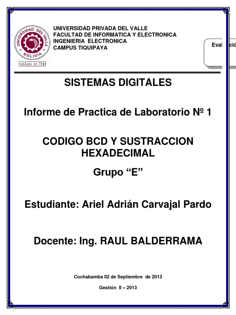 Practica Codigo BCD y Sustraccion Hexadecimal | PDF | Decimal codificado en binario | Aritmética