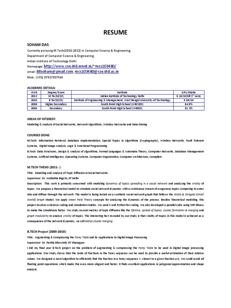 Resume Soham | PDF | Computer Science | Social Network