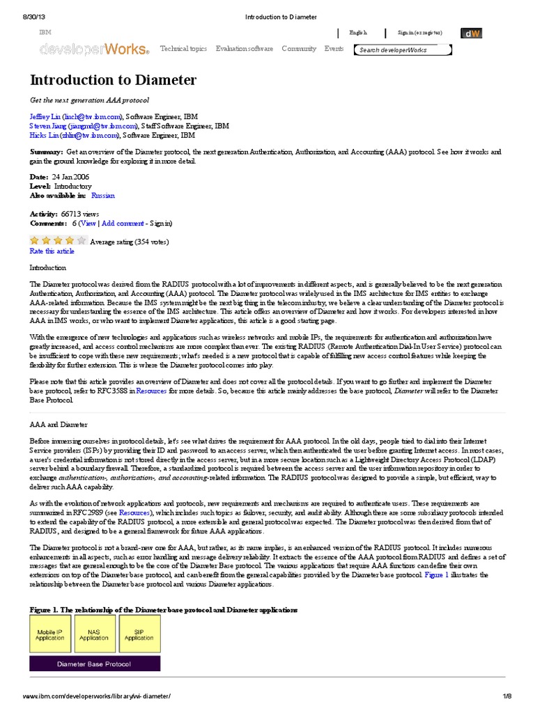 Introduction To Diameter | PDF | Radius | Communications Protocols