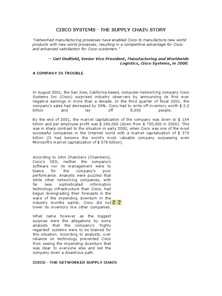 CISCO SYSTEMS - Supply Chain Story | PDF | Cisco Systems | Supply Chain