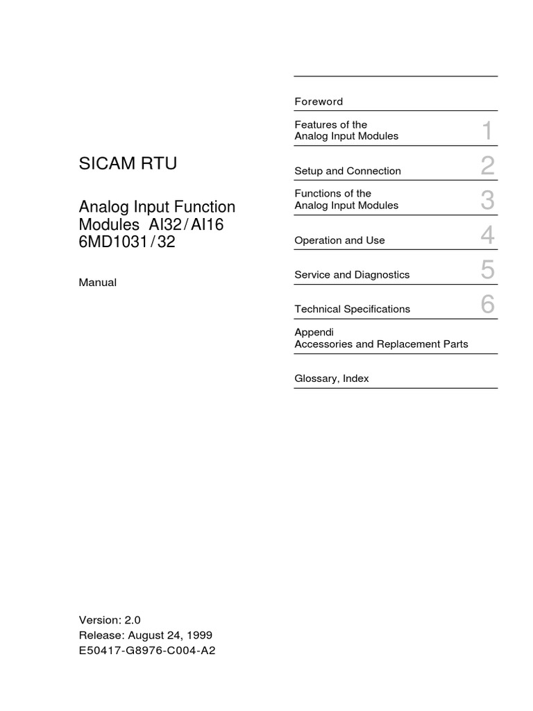 Sicam - AI32 16 Module | PDF | Electrical Connector | Analog To Digital ...