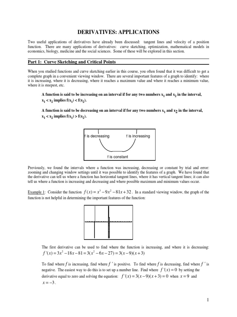 Applicatios of Derivatives | PDF | Maxima And Minima | Derivative