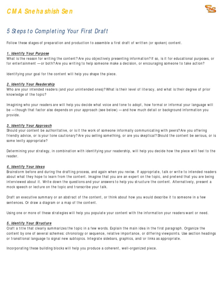 5 Steps To Completing Your First Draft | PDF | Communication ...