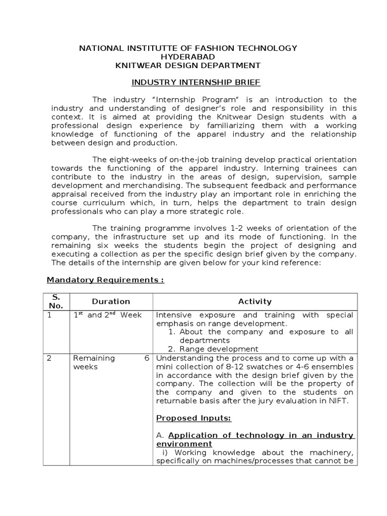 Internship Brief | PDF | Internship | Job Hunting