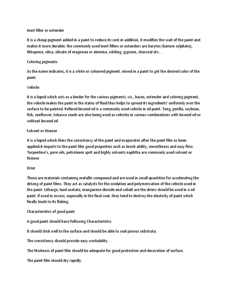 Inert Filler or Extender | PDF | Paint | Pigment