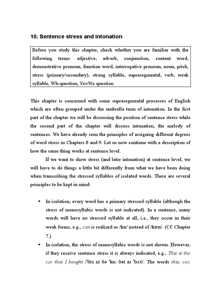 Sentence Stress and Intonation Explained | PDF | Stress (Linguistics ...