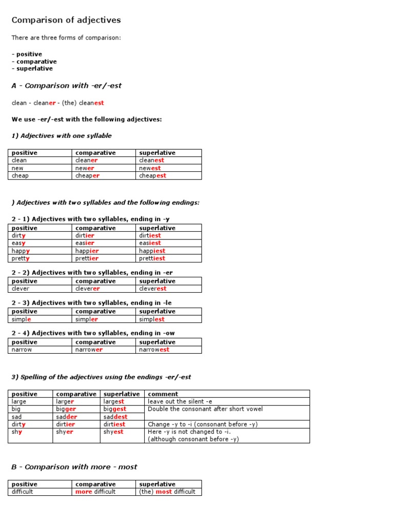 Comparing Adjectives Forms | PDF | Adjective | Linguistic Typology