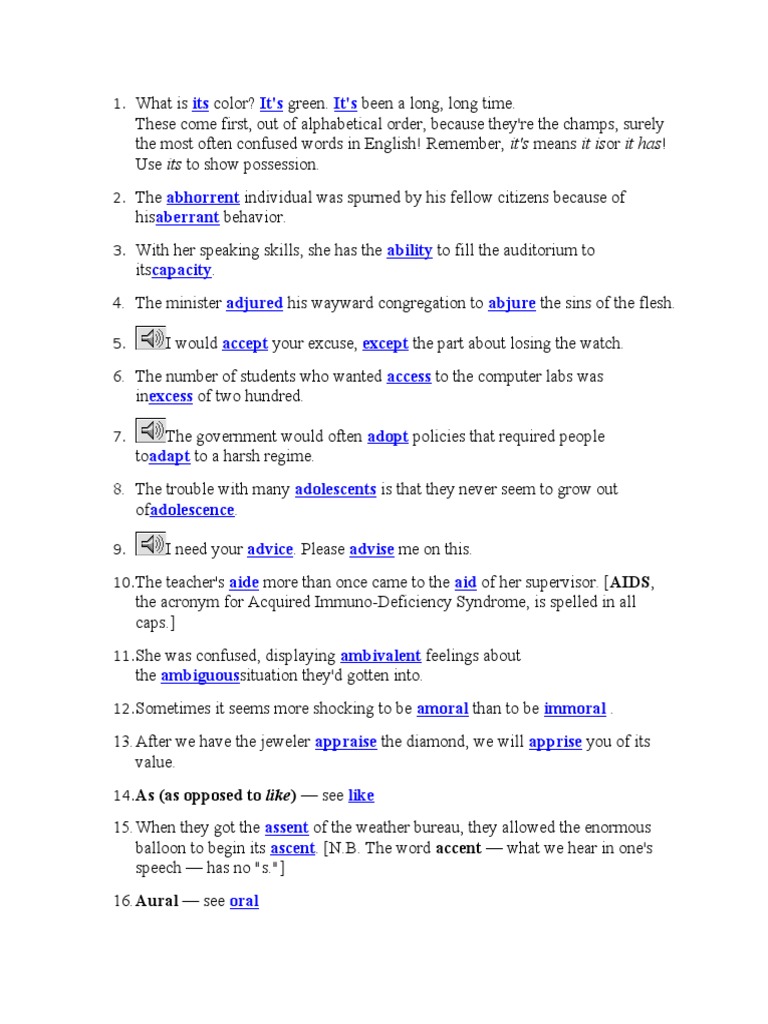 Notorious Confusables in English | PDF | Verb | Languages