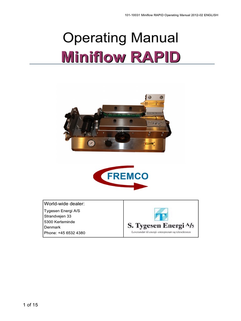 Cable Blowing Machine Miniflow RAPID Operating Manual | PDF | Cable ...