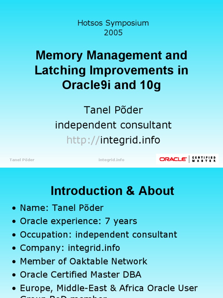 Memory Management and Latching | PDF | Oracle Database | Cpu Cache