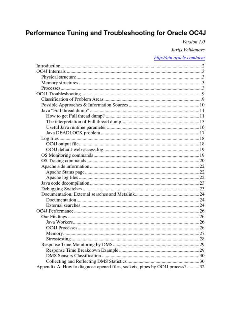 Velikanovs - Performance Tuning and Troubleshooting For Oracle OC4J | PDF | Thread (Computing ...