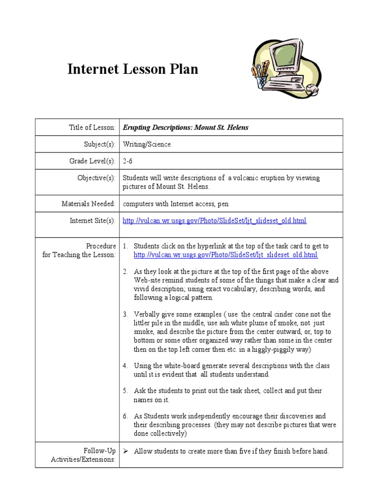 Lesson Plan on Volcanoes | Lesson Plan | Volcano