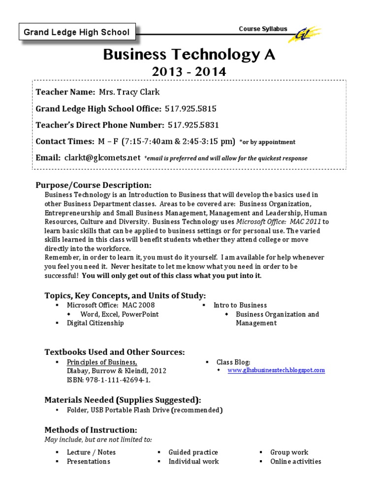 Business Technology Course Overview | PDF | Homework | Computing